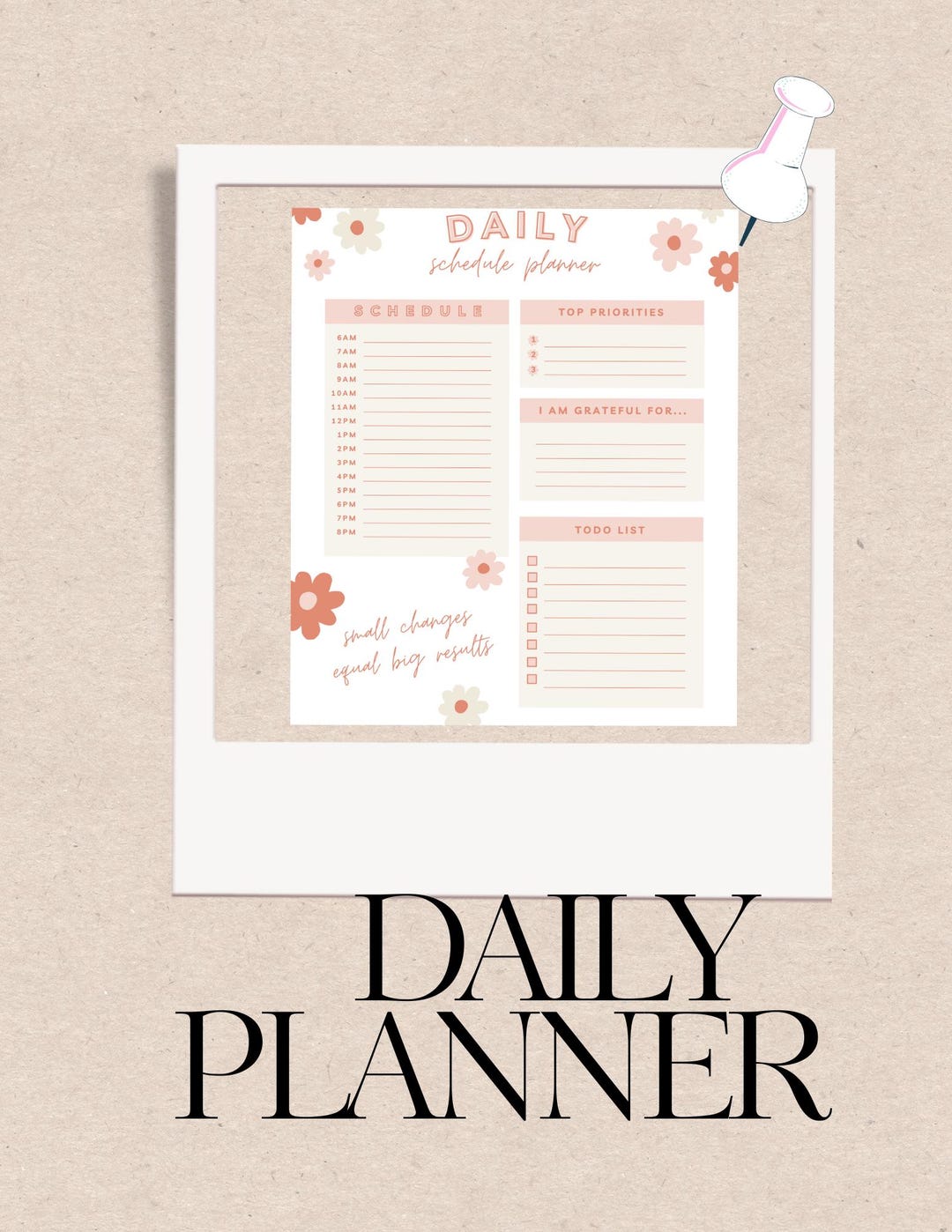 Floral Pink Daily Schedule Organizer - Etsy