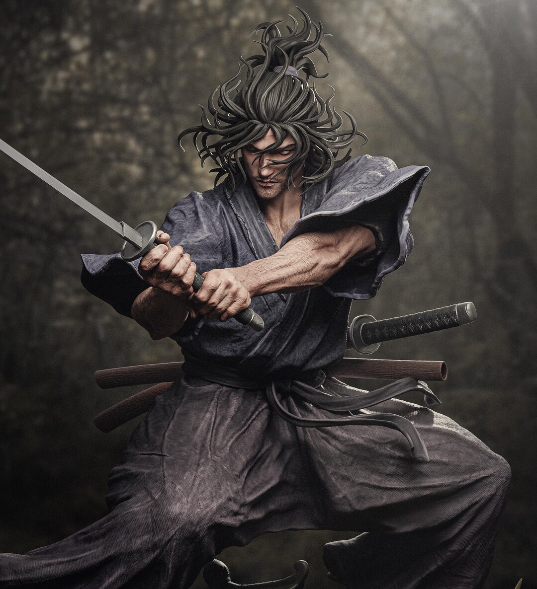 Miyamoto Musashi 3D Printed Model Unpainted/unassembled - Etsy