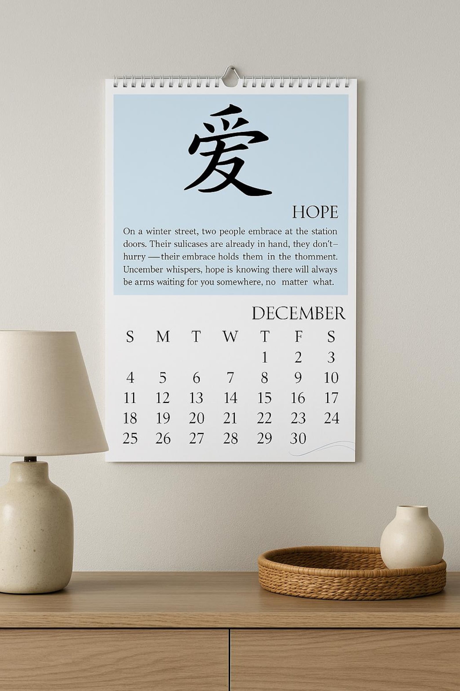 2025 Wall Calendar A4 A3 – Japanese Kanji Art Calendar With Emotions ...