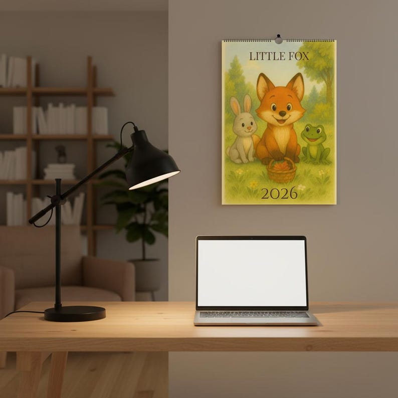 Little Fox Calendar 2026 • Woodland Animal Calendar • Kids Room Decor ...