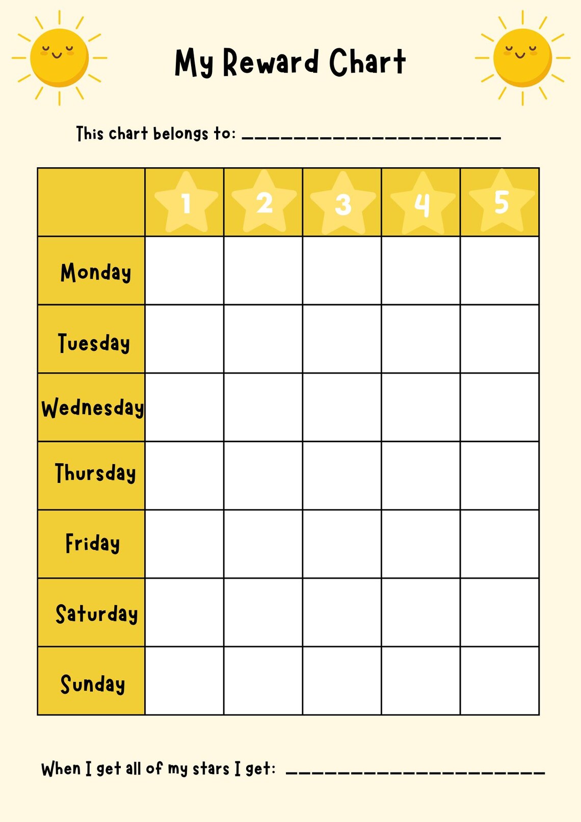 My Star Sticker Chart - Etsy