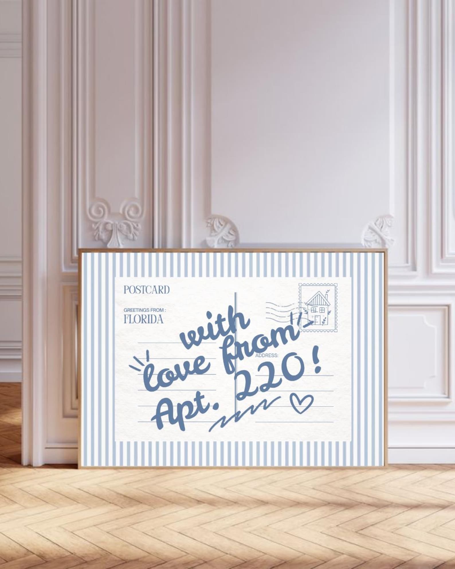 Custom Blue Roommate Postcard Wall Art | Trendy College Apartment Dorm ...