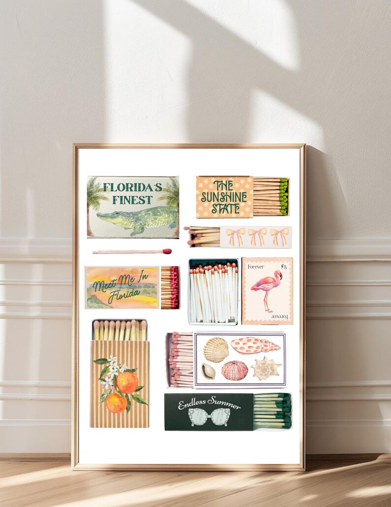 Vintage Florida Matchbook Print | Watercolor Matchbox Print | Coastal ...