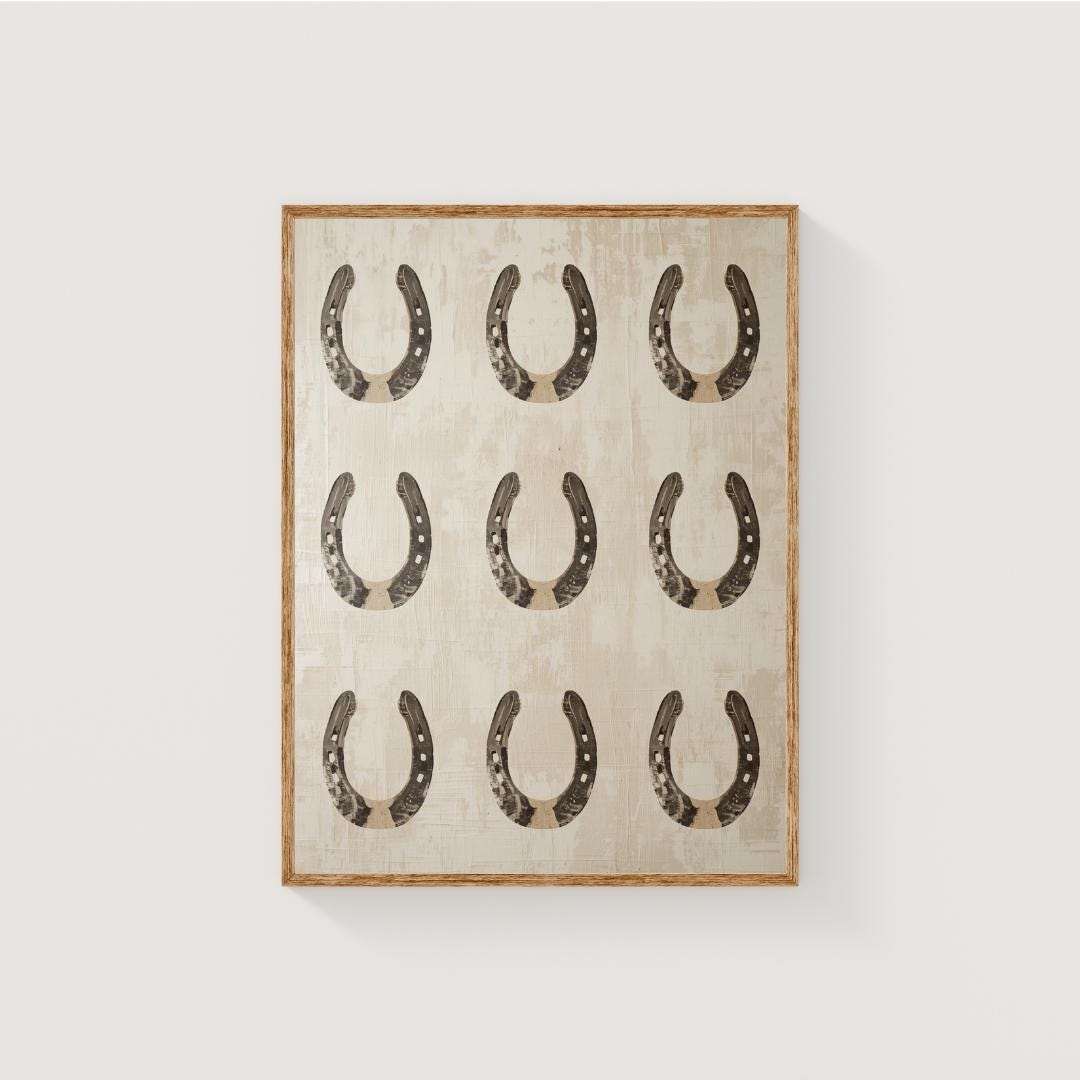 Vintage Neutral Western Wall Art | Southwestern Horseshoes Print ...