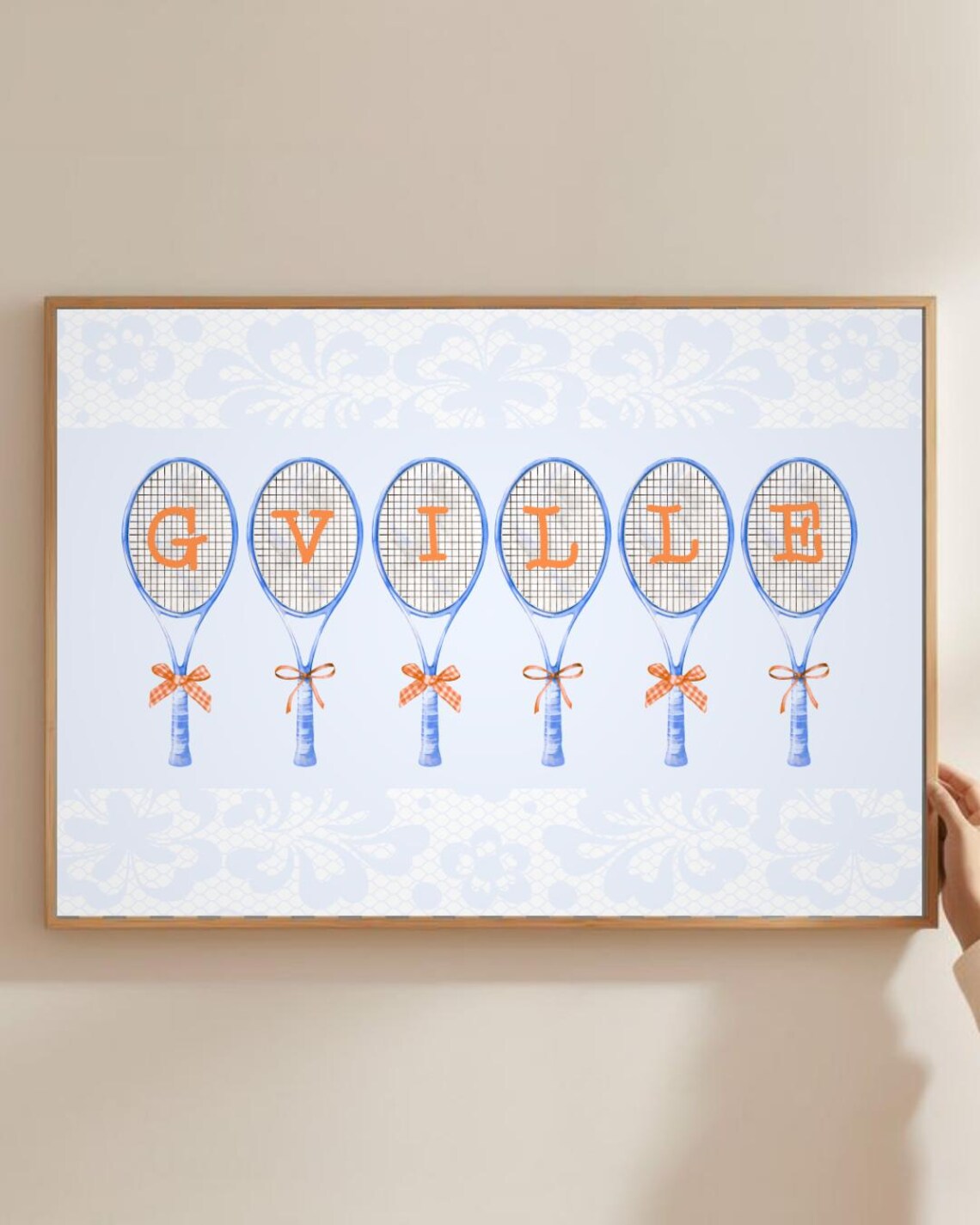 Gainesville Tennis Racquet Wall Art | Trendy Aesthetic College Room ...