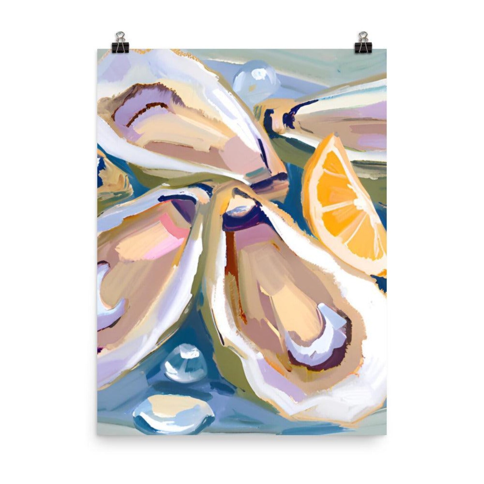 Coastal Wall Art : Oyster Shells With Lemon Print - Etsy