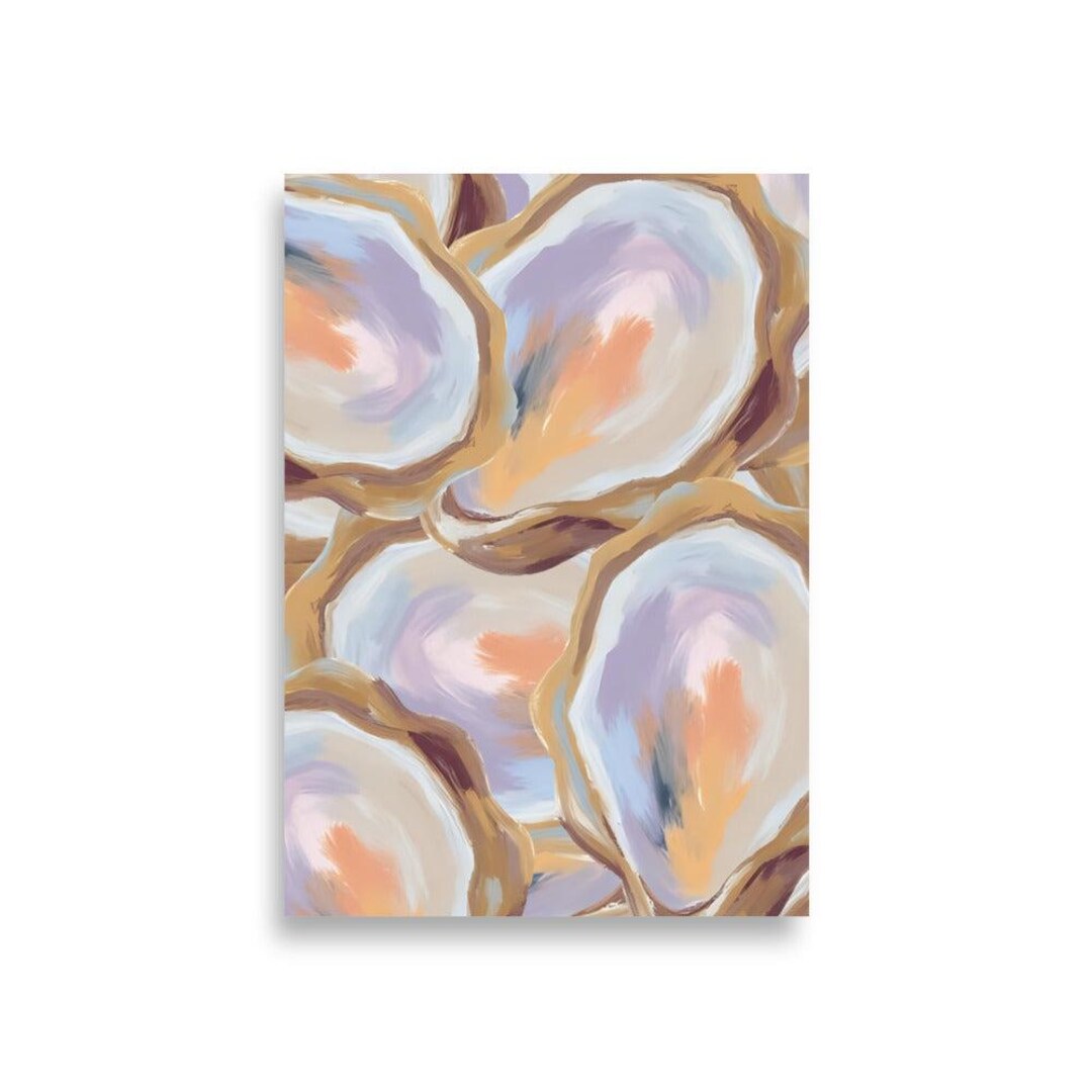 Coastal Wall Art : Oyster Shell Print Oil Beach Nautical Painting Print ...