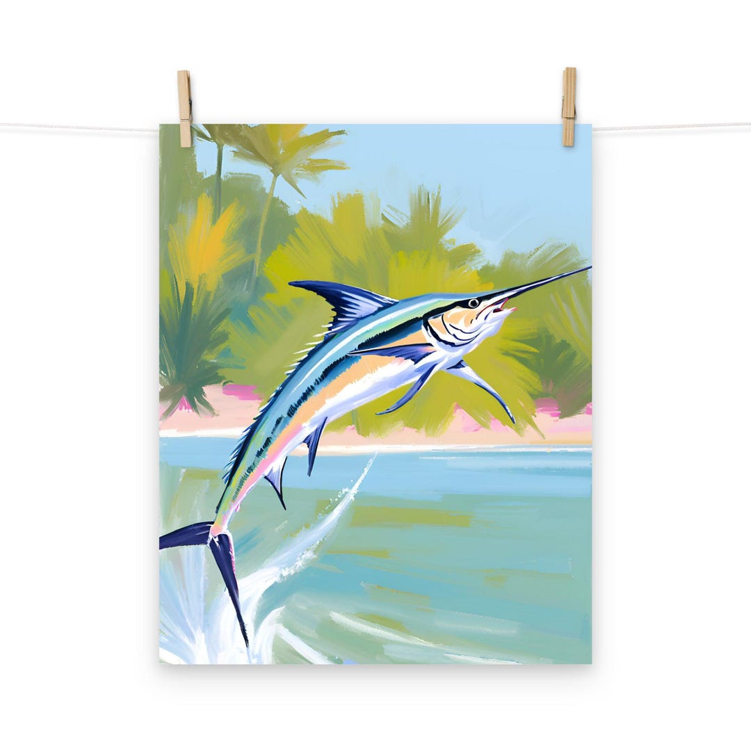 Coastal Wall Art :pastel Marlin Print - Etsy