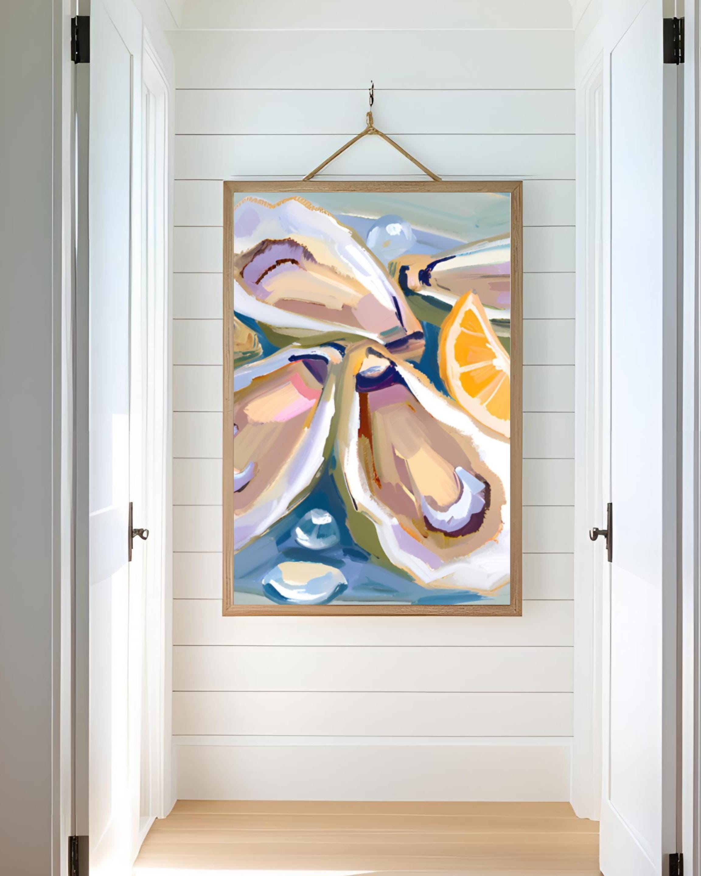 Coastal Wall Art : Oyster Shells With Lemon Print - Etsy