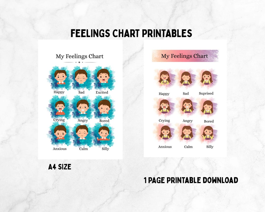 Printable Feelings Chart for Kids – Emotion Chart for Boys & Girls ...