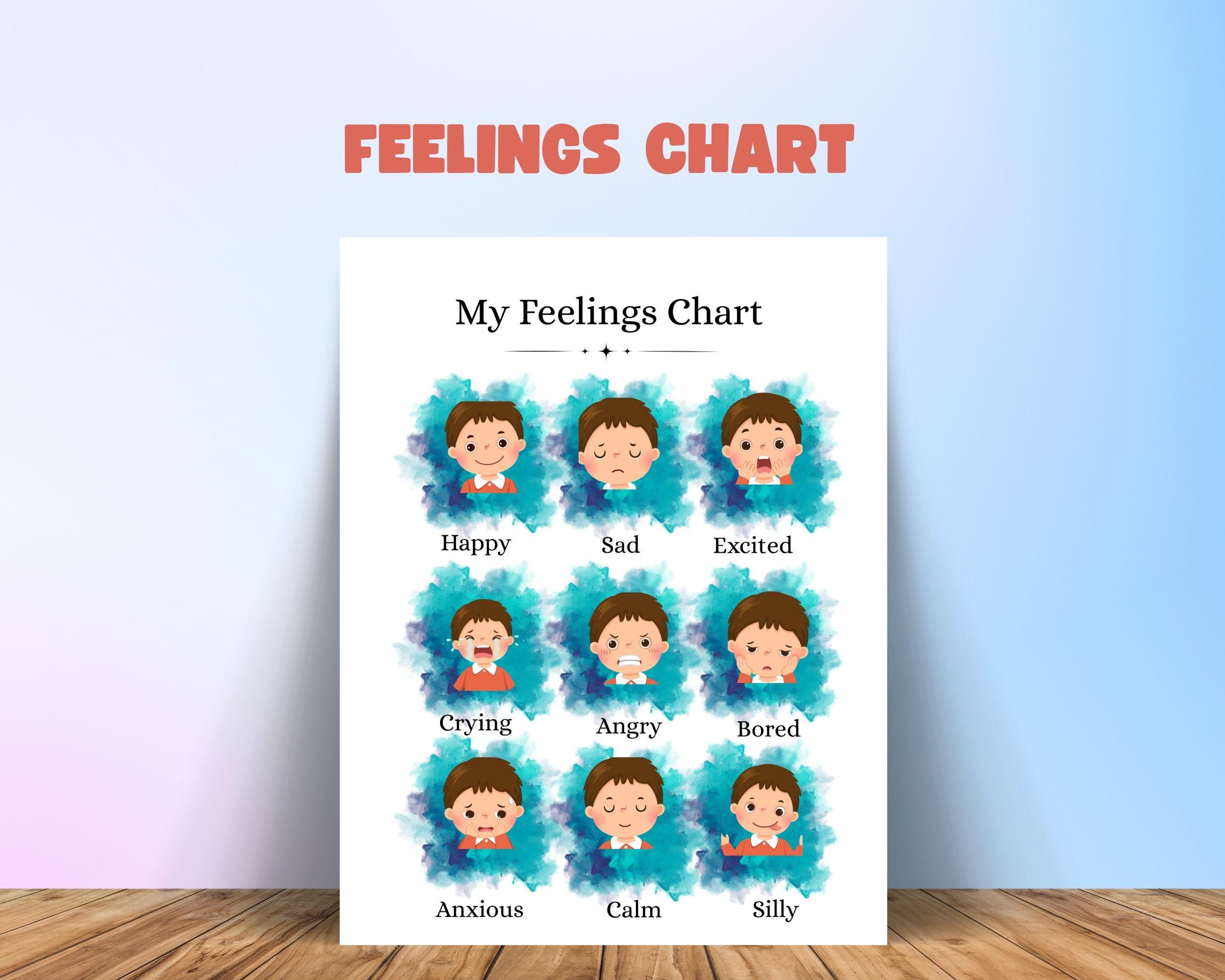 Girl and Boy Feeling Charts Kids Emotion Poster Emotional Regulation ...
