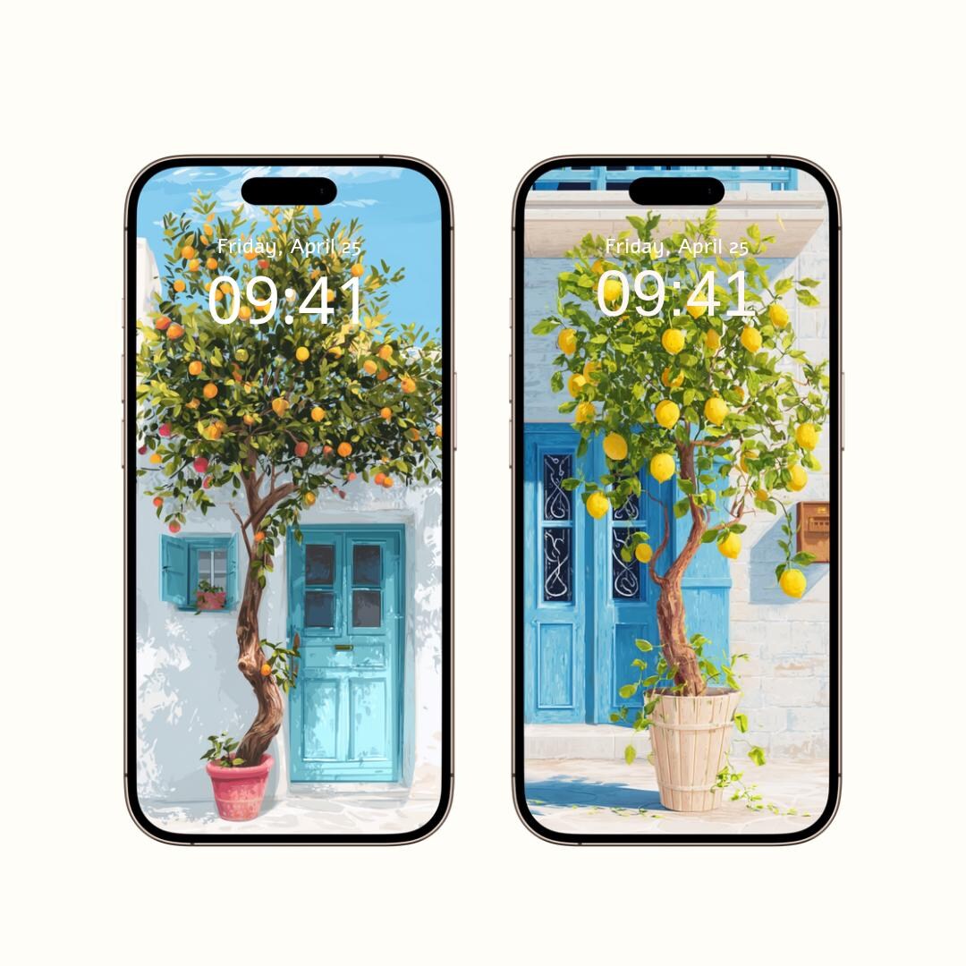 Greek Citrus Tree iPhone Wallpaper: Aegean Summer Vibes (digital ...