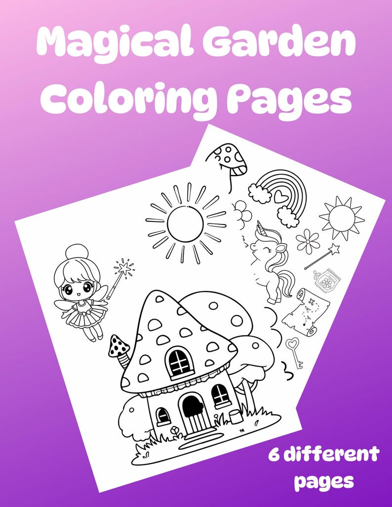 Magical Garden Coloring Pages - Fairies - Etsy