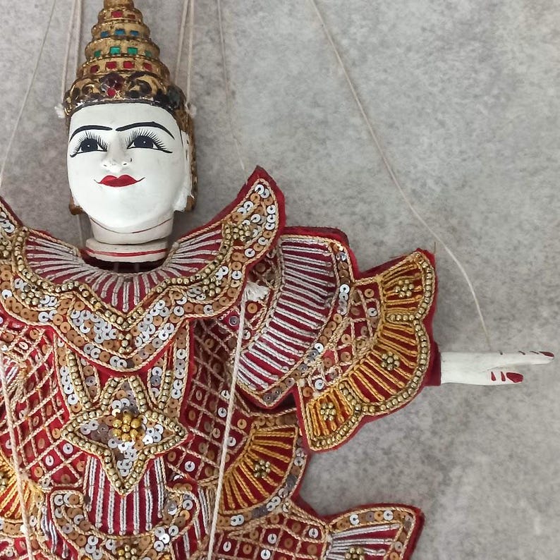 Vintage Burmese Marionette Puppet - Southeast Asian Folk Art Decor - Etsy