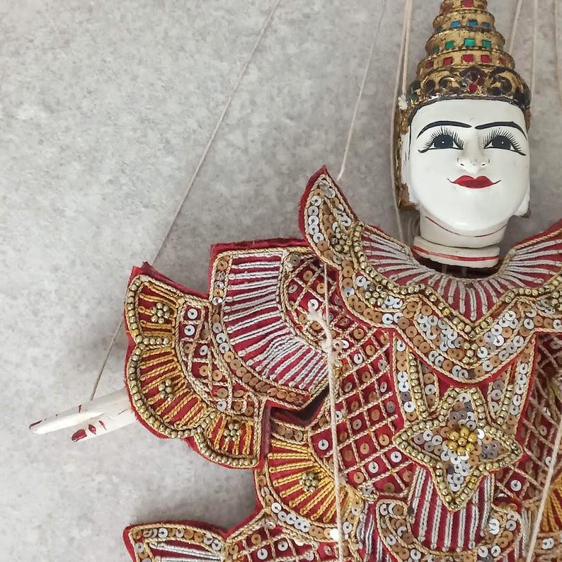 Vintage Burmese Marionette Puppet - Southeast Asian Folk Art Decor - Etsy