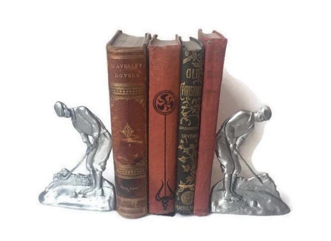 Vintage Pewter Golfer Bookends/ Library Office Decor/ Seagull Pewter ...