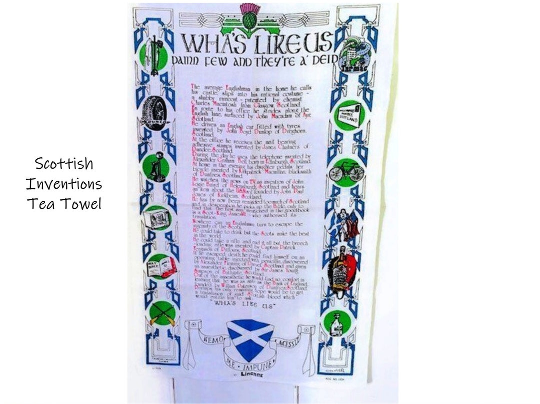 Scottish Inventions Vintage Collectible Tea Towel/ Souvenir Kitchen ...