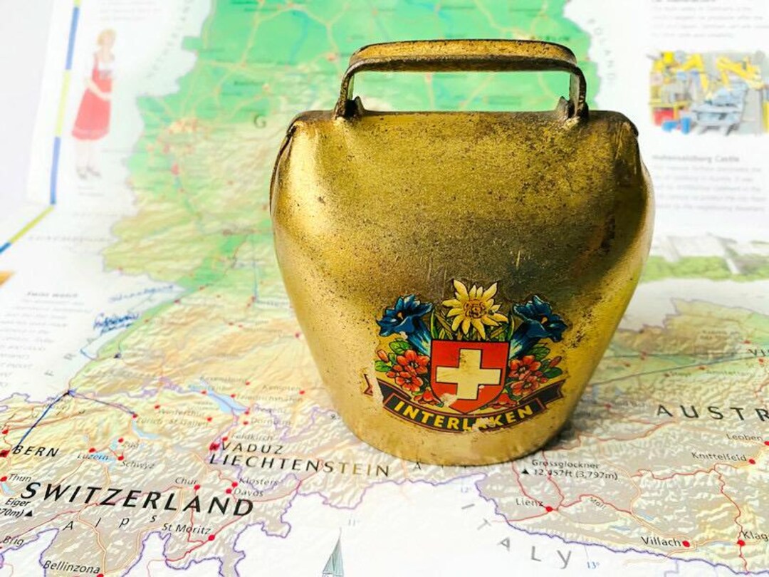 Vintage Swiss Cow Bell/handmade Brass Swiss Bell / Interlaken 1969 ...