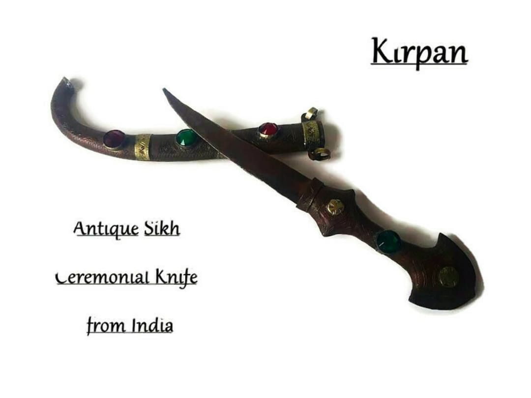 Antique Indian Kirpan Knife / Rare Collectible Handmade Sikh Indian ...
