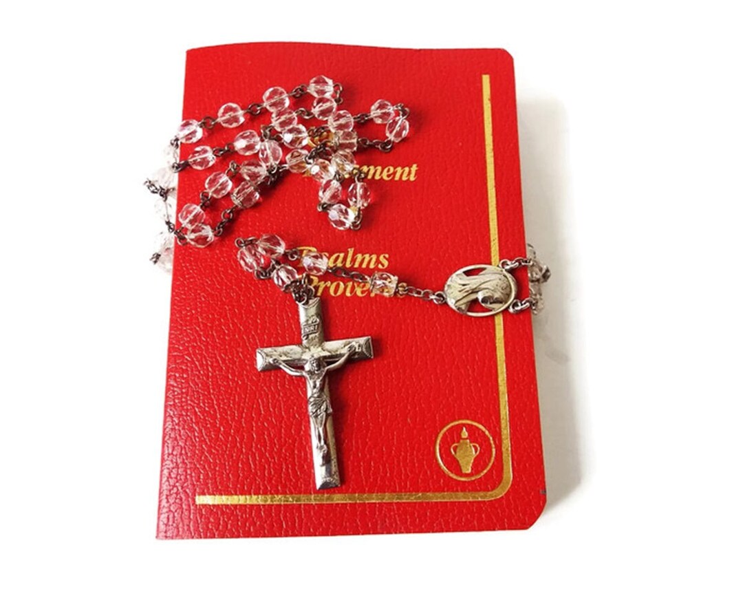 Vintage Creed Sterling Crystal Rosary- 1940s Catholic Rosary Beads ...