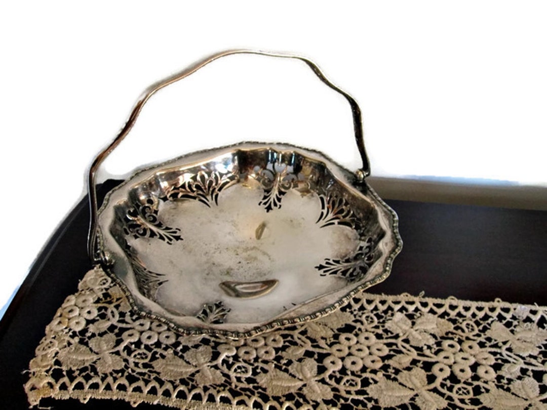 Antique English Silver Basket, Regis Plate E.P.N.S. 521, Footed Silver ...
