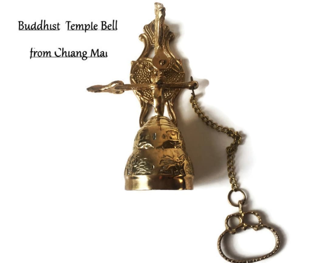 Unique Vintage Doorbell/ Wall Mounted Brass Temple Bell/ Asian Tibetan ...