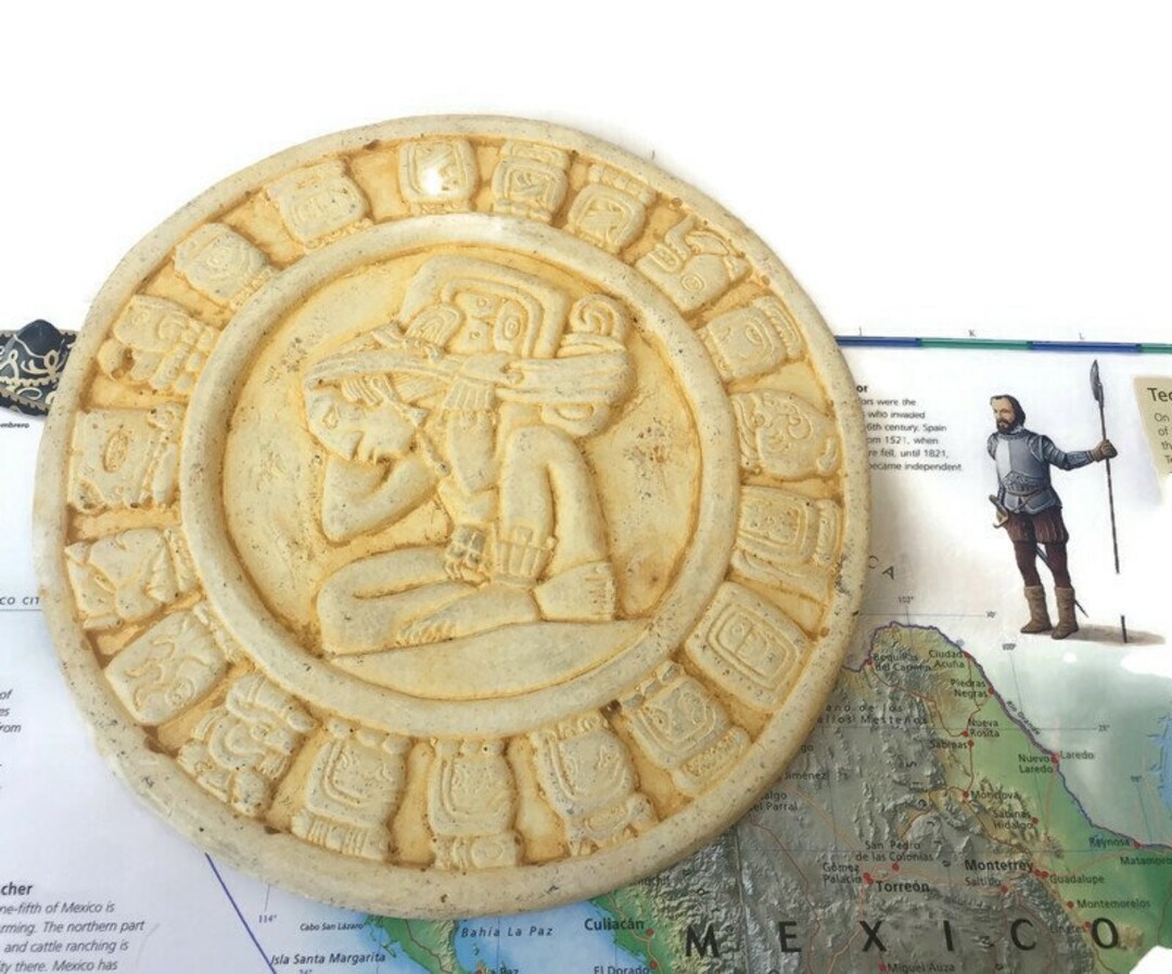 Mayan Aztec Inca Vintage Wall Plaque/ Mexican Folk Art Disk/ Garden Art ...