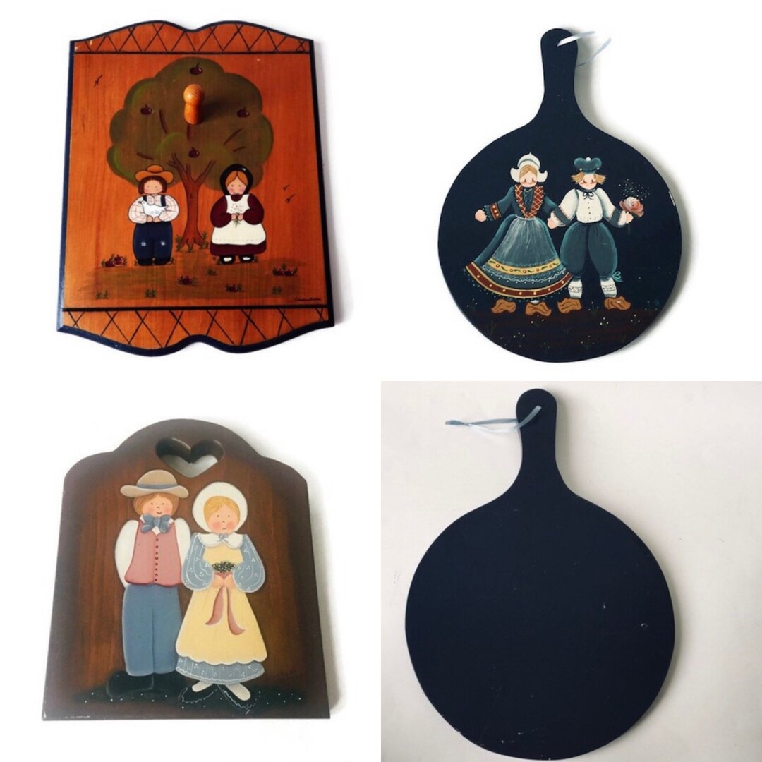 Primitive Hand Painted Wall Plaque/cheese Board Peg Board/ - Etsy