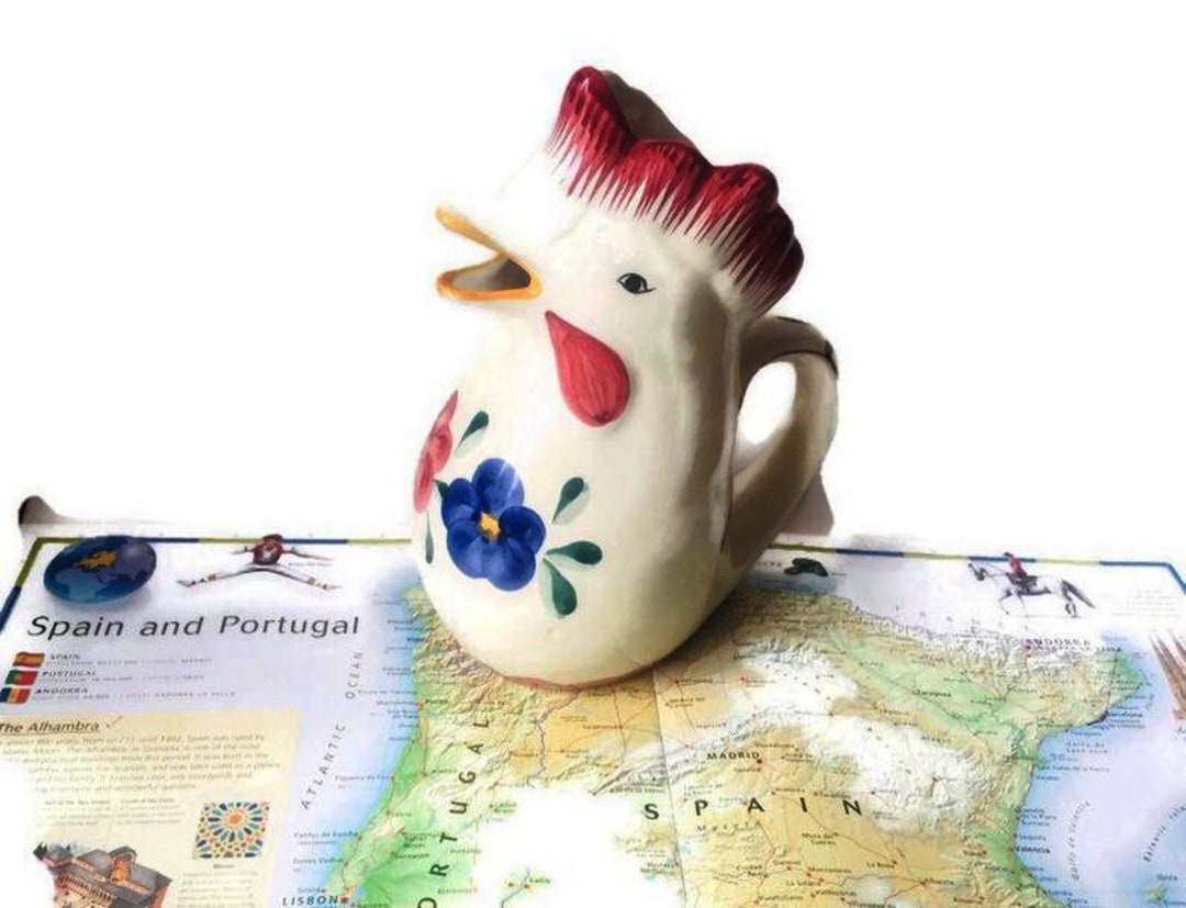 Vintage Portuguese Chicken/rooster Pitcher/ Water Jug/ Ewer/ Hand ...