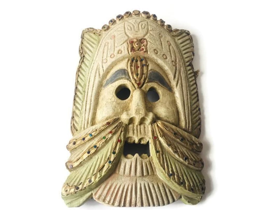 Indian Style Wooden Mask/ Indian Raja Carved Face Mask Wall Hanging - Etsy