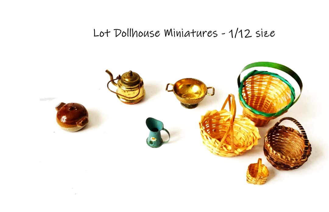 8 Pieces of Dollhouse French Country Miniatures/tole Painted Tin ...
