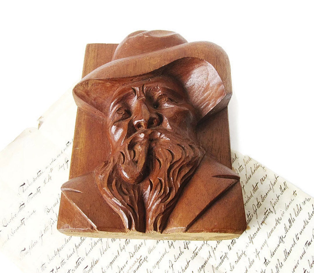 Vintage Quebec Carved Wood Face / Traditional Quebec Wood Carvings From ...