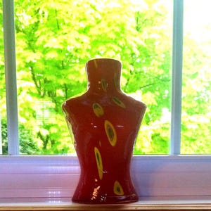 Vintage Italian Glass Torso Vase -murano Style 8" Ruby Red Millefiori ...