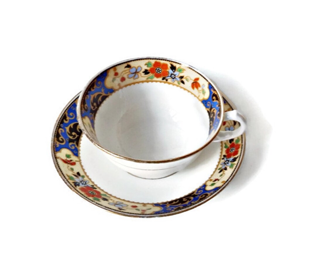 Vintage Melba Bone China Cup and Saucer/ Red and Blue Flowers - Etsy