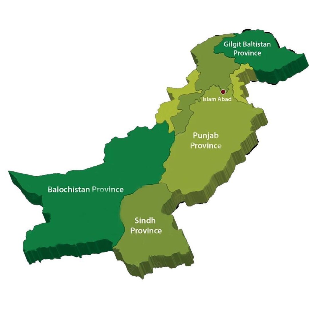 Pakistan Map Art: Provinces Highlight, Educational Print (digital ...
