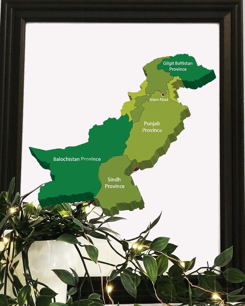 Pakistan Map Art: Provinces Highlight, Educational Print (digital ...