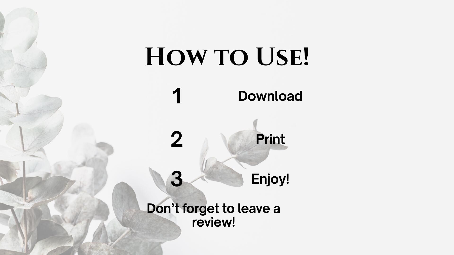 Daily Planner Printable With Eucalyptus | Minimalist Day Organizer ...