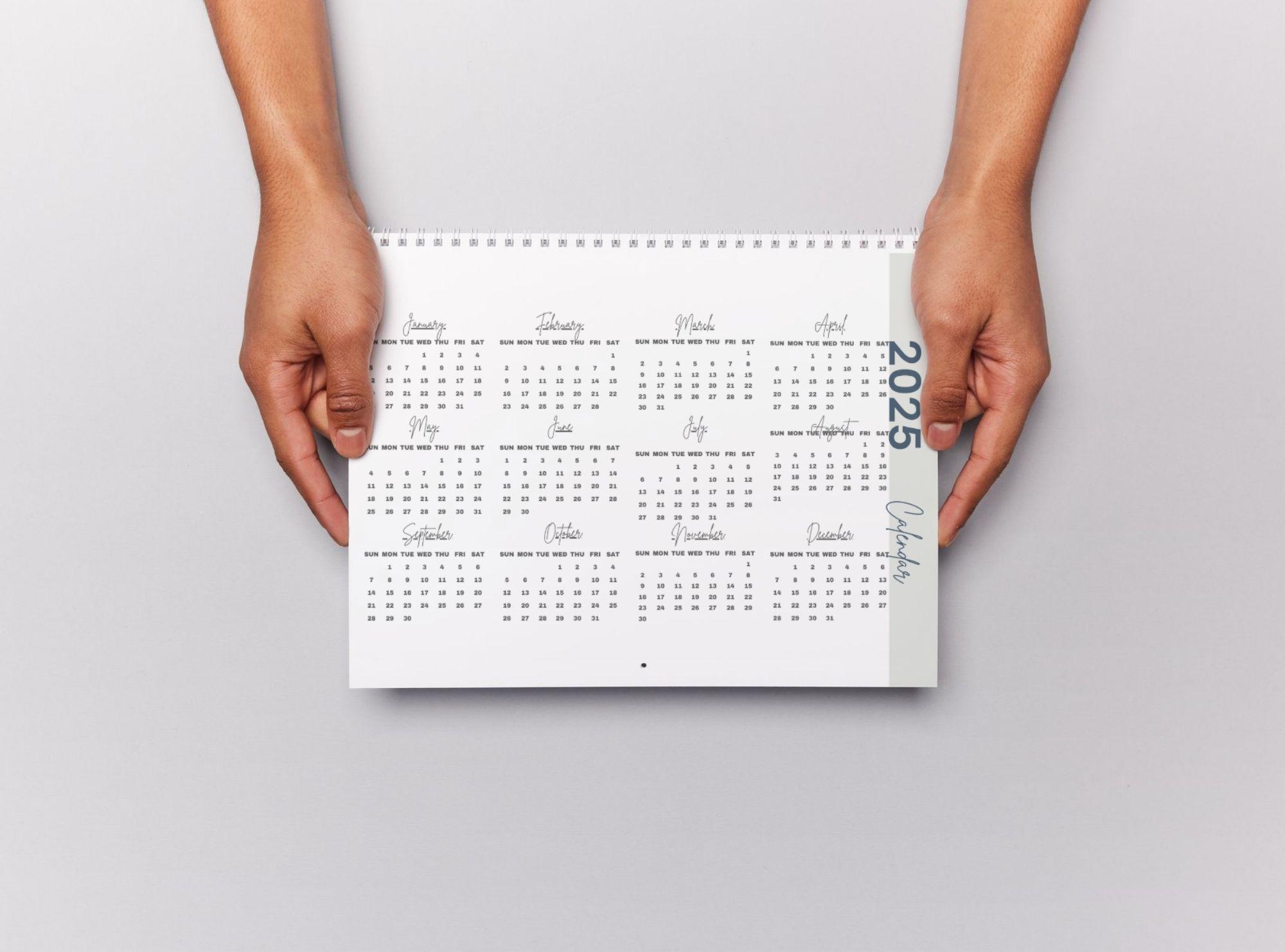 2025 Year Calendar Printable | Minimalist Wall Calendar 11x17 | Modern ...