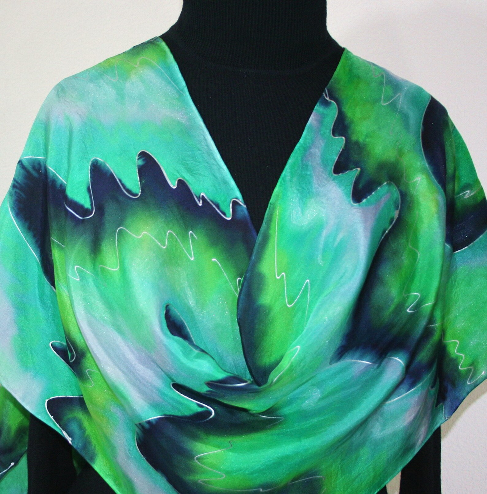 Hand Painted Silk Scarf: FLOWING LAVA - Red Orange Black Shawl, Silk ...