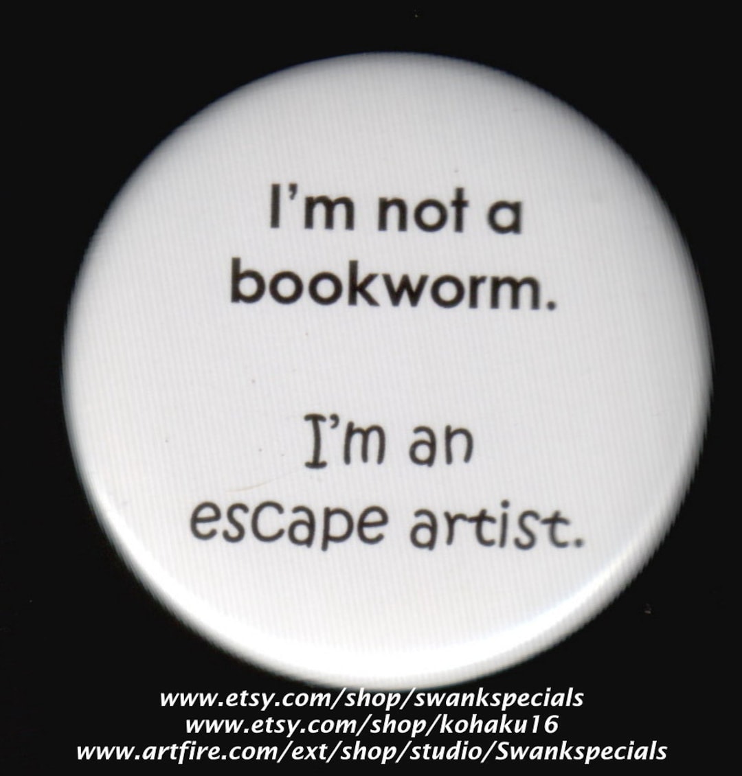 Bookworm Escape Artist Button - Etsy