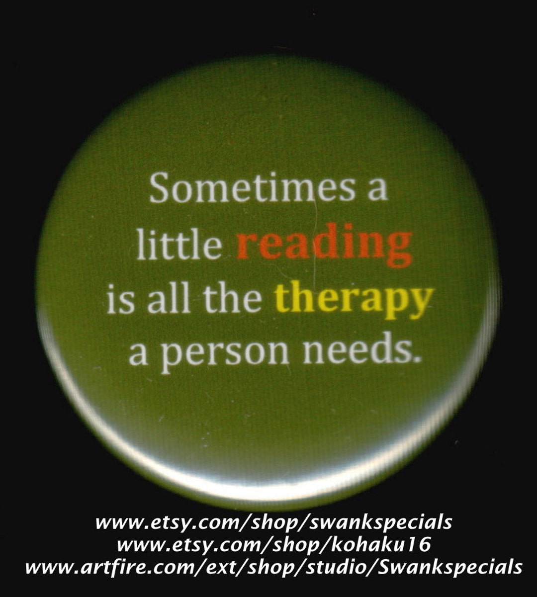Reading Therapy Button - Etsy