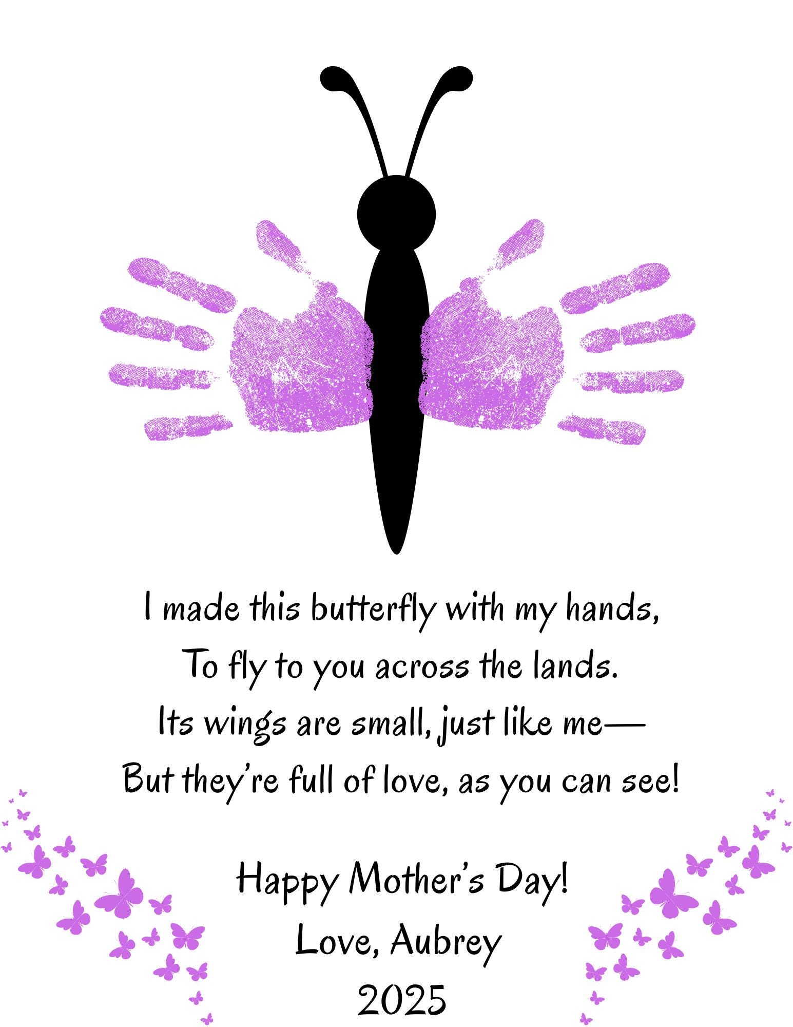 Handprint Butterfly Art Kit for Mom | Mother’s Day Craft Gift | DIY ...