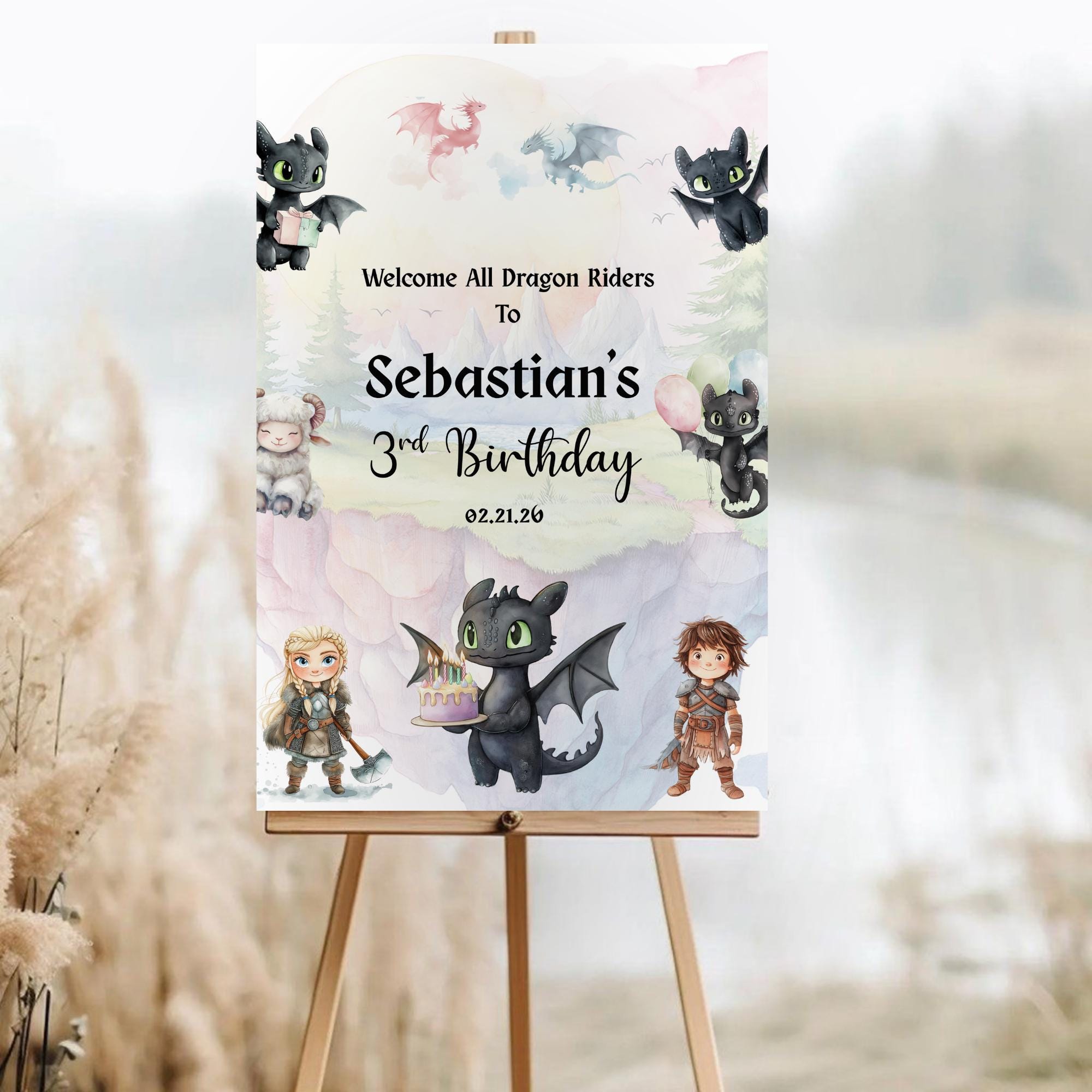 Toothless Birthday Party Welcome Sign | How to Train Your Dragon ...