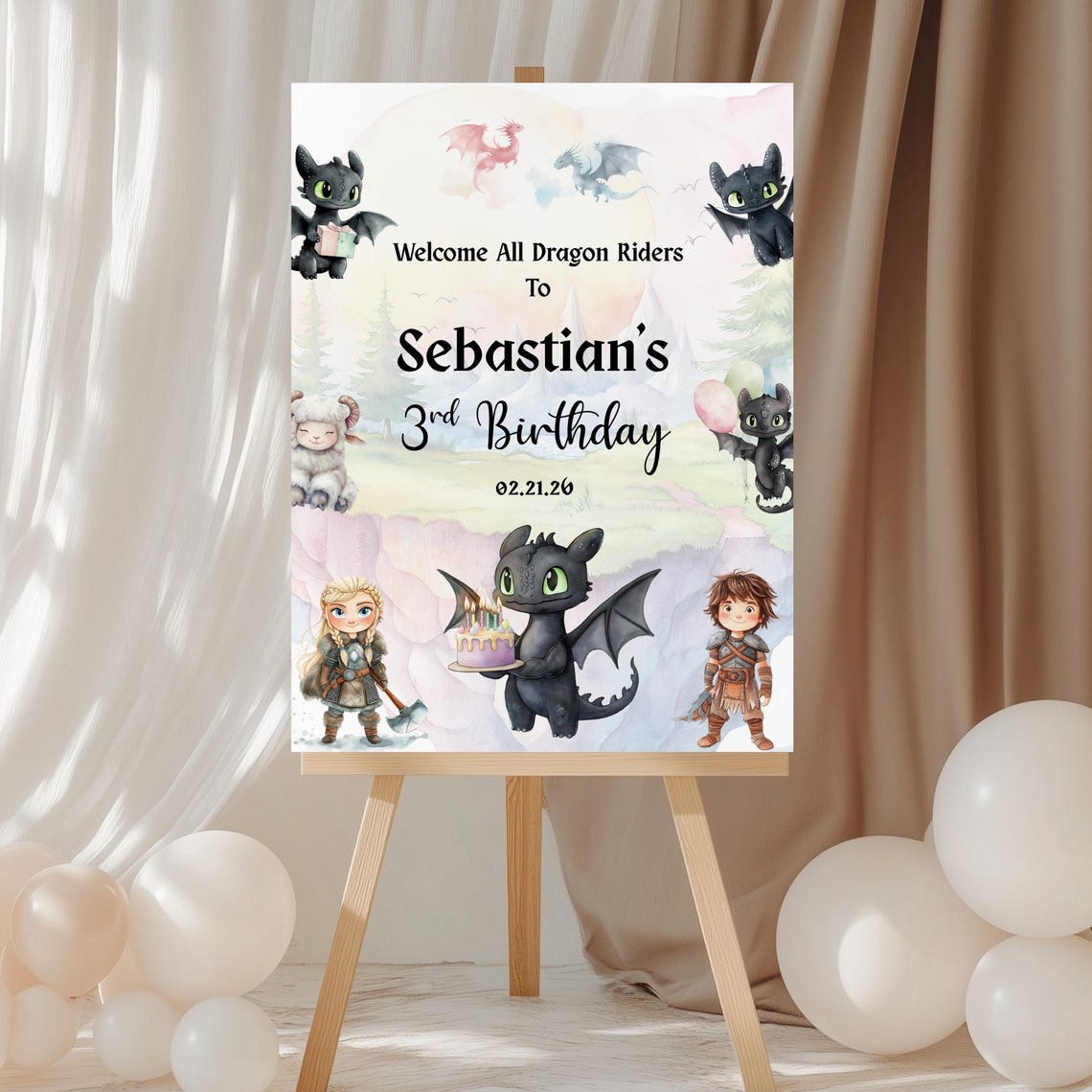 Toothless Birthday Party Welcome Sign | How to Train Your Dragon ...
