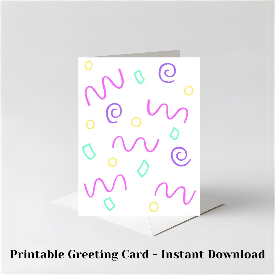 90s Confetti Card | Printable Digital Download - Etsy