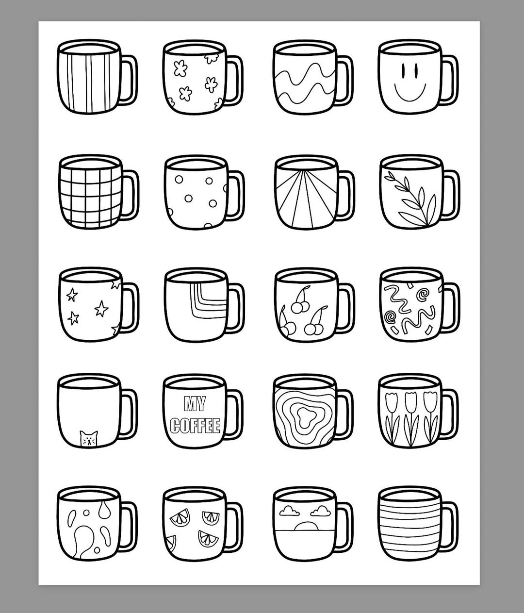 Printable Mug Coloring Page - Etsy