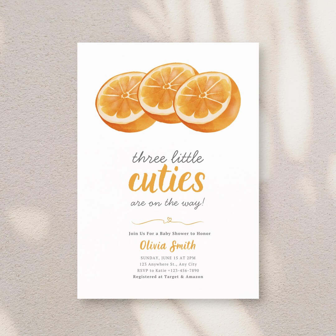 Triplets Baby Shower, Little Cutie Baby Shower Invitation, Cutie Baby ...