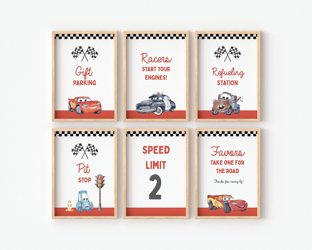 Editable Cars Birthday 8x10 Table Sign Set, Lightning Mcqueen Birthday ...