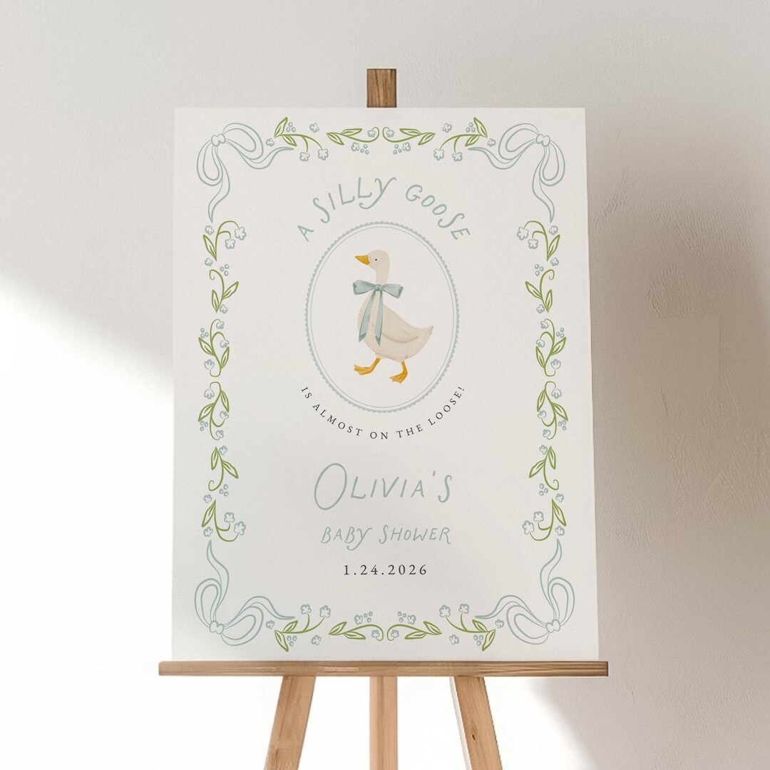 Silly Goose Baby Shower Welcome Sign Template, Editable Baby Shower ...