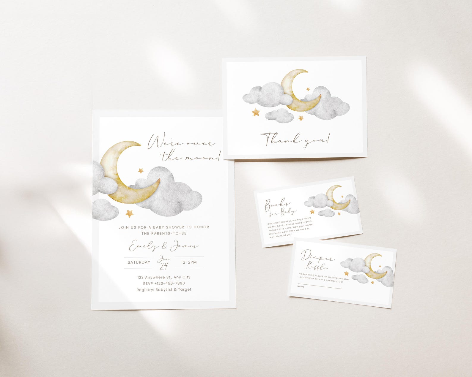 Over the Moon Baby Shower Welcome Sign Template, Editable Baby Shower ...